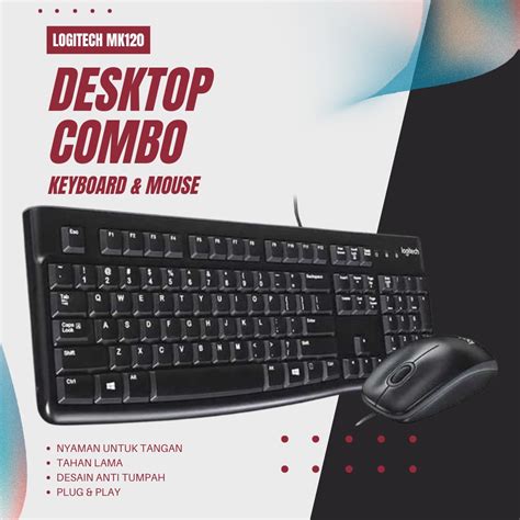 Jual Logitech Desktop Combo Keyboard Dan Mouse Mk120 Black Shopee Indonesia