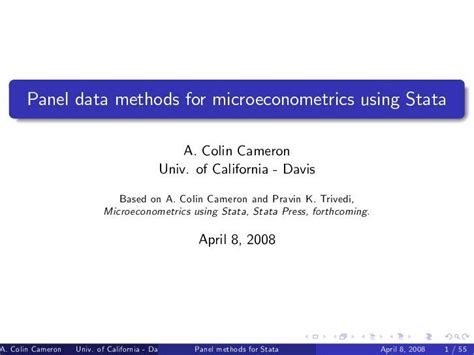 Pdf Panel Data Methods For Microeconometrics Using Statafacultyecon