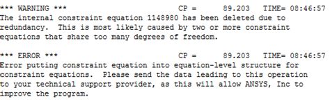 Error Putting Constraint Equation Into Equation Level Structure Ransys