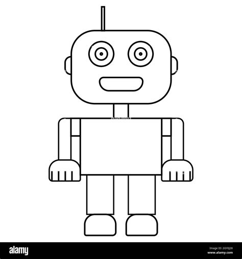 Simple Robot Outline Isolated On White Droid Icon Vector Illustration