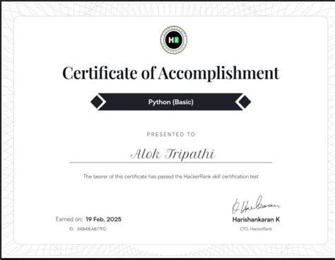 Getting This Python Basic Certification From Hackerrank Really Makes Me Alok Tripathi