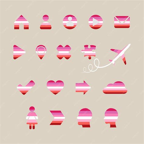 레즈비언 프라이드 플래그 Lgbt 권리 아이콘 및 기호 동성애 사랑과 플래그 그림 프리미엄 벡터