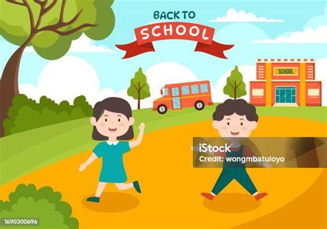 학교 벡터 일러스트레이션으로 돌아가기 학교 요소 및 교육 배경을 위한 학습 장비 어린이 플랫 만화 손으로 그린 템플릿 공부에 대한 스톡 벡터 아트 및 기타 이미지 Istock