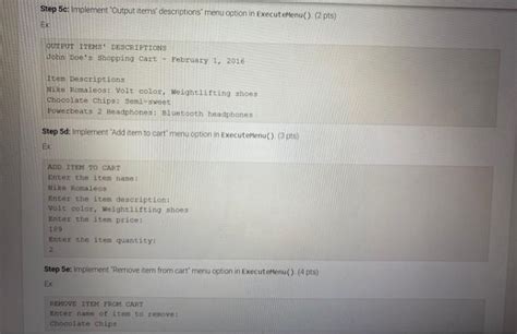 Solved Step 5c Implement Output Items Descriptions Menu