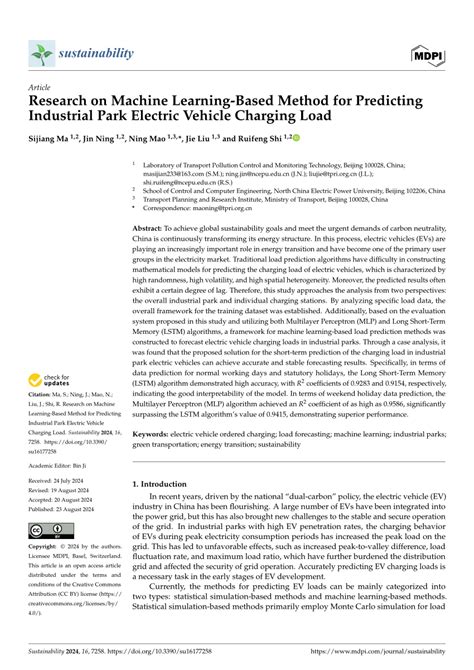 Pdf Research On Machine Learning Based Method For Predicting Industrial Park Electric Vehicle