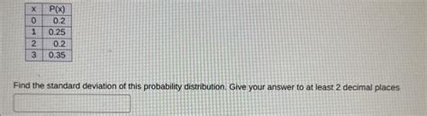 Solved Find The Standard Deviation Of This Probability Chegg