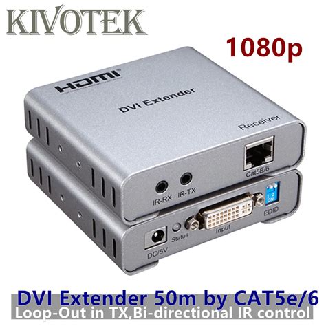 Dvi 익스텐더 트랜시버 어댑터 확장 50m 송신기 수신기 Cat56 Rj45 이더넷 Lan 케이블 무료 배송dvi 케이블