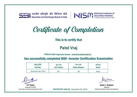 Vraj Patel On Linkedin Sebi Investorcertification Financialliteracy