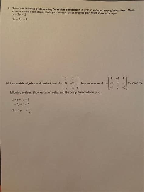 Solved Solve The Following System Using Gaussian Chegg