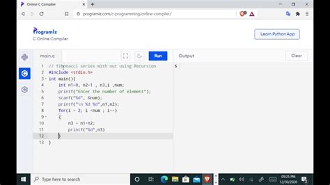 Fibonacci Series Sequence Without Using Recursion In C Programming