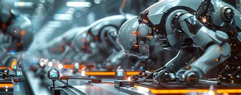 Futuristic Robotic Assembly Line With Humanoid Robots Working In Unison Premium Ai Generated Image