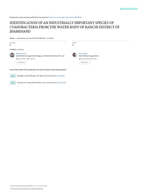 Identification Of An Industrially Important Species Of Cyanobacteria