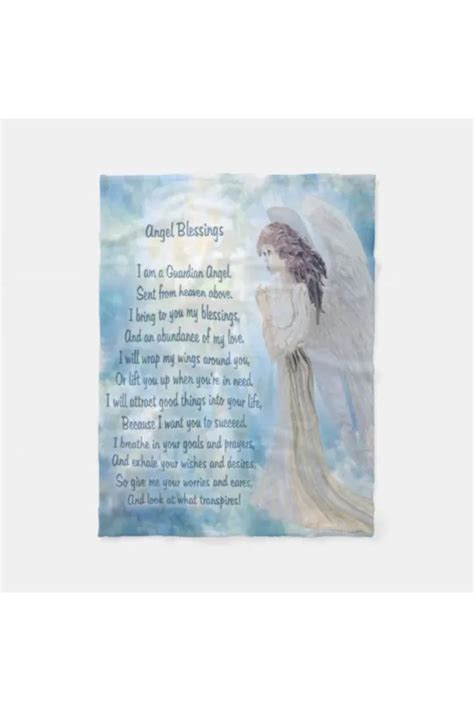 Guardian Angel With Poem Fleece Blanket Zazzle Angel Blessings