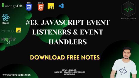 13 Javascript Events Event Listeners And Event Handlers Youtube