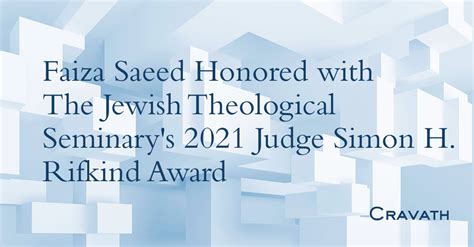 Faiza Saeed Honored With The Jewish Theological Seminary S 2021 Judge