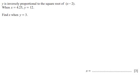 Direct And Inverse Proportion Past Paper Questions For Igcse Cambridge