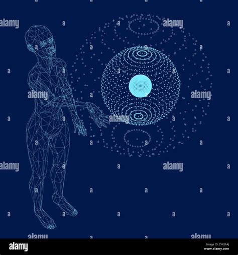 Technology Background With Three Dimensional Body Wireframe Woman