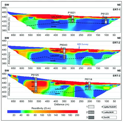 model resulting from ert data inversion calibrated to lithological