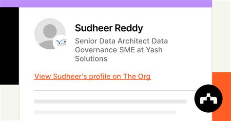 Sudheer Reddy Senior Data Architect Data Governance Sme At Yash Solutions The Org