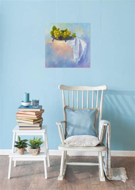 Купити картину «Світло зелений виноград з їжею та напоями олійними фарбами на полотні в стилі