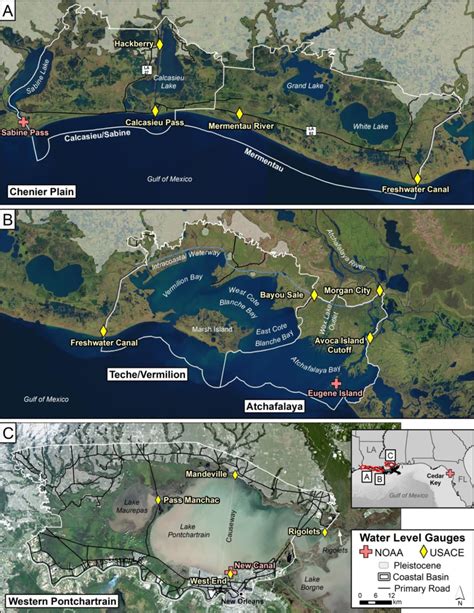 Locations For Analyzed Water Level Gauge Time Series For The