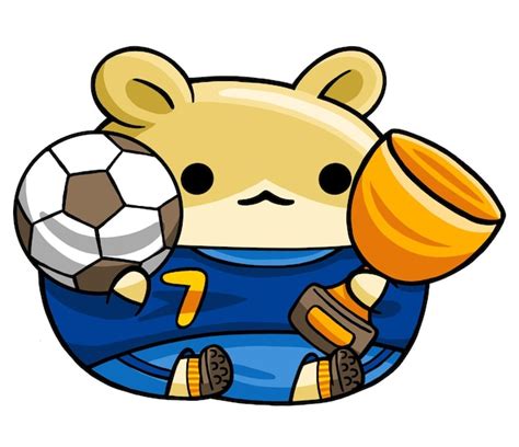 귀여운 햄스터 축구 선수 직업 벡터 일러스트 레이 션 프리미엄 벡터