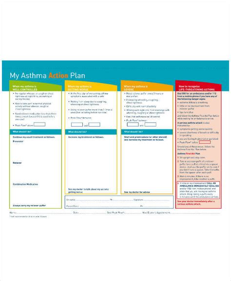 13 Asthma Action Plan Templates Pdf