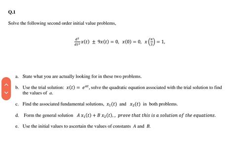 Solved Solve The Following Second Order Initial Value