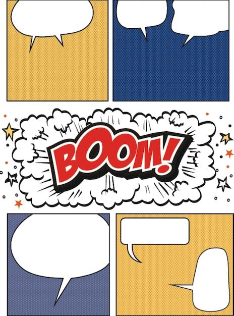 만화 연설 거품과 만화 스트립 배경 프리미엄 벡터