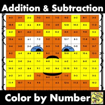 Add And Sub Color By Number Mustache Man Distance Learning TPT