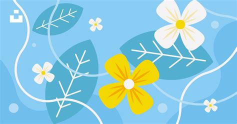 꽃과 나뭇잎이 파란색 배경을 장식합니다 벡터 Unsplash의 무료 벽지 이미지