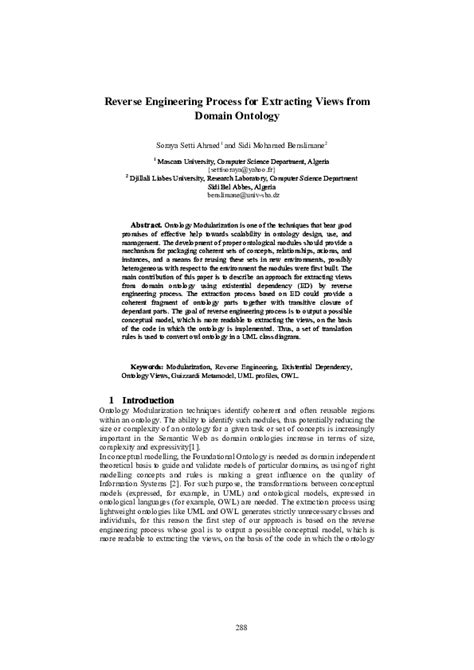 Pdf Reverse Engineering Process For Extracting Views From Domain Ontology
