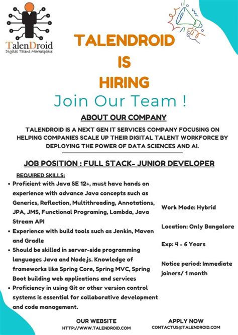 Talendroid Technologies On Linkedin Itservices Bangalore Hiringnow Hybridworking