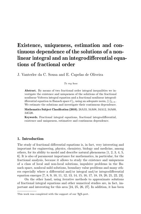 Pdf Existence Uniqueness Estimation And Continuous Dependence Of The Solutions Of A