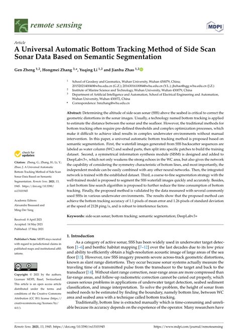 Pdf A Universal Automatic Bottom Tracking Method Of Side Scan Sonar
