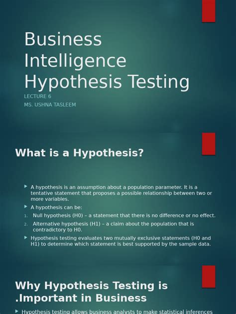 Bi Lec 6 Hypothesis Testing Pdf Statistical Hypothesis Testing Hypothesis