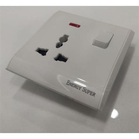 Energy Super VIP 13A 3 Pin Multi Universal Switched Socket Prime Caliber Off White 3Pin