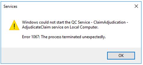 Qc Service Not Starting Incorrect Database Nameserver Name In Config File Error 1067