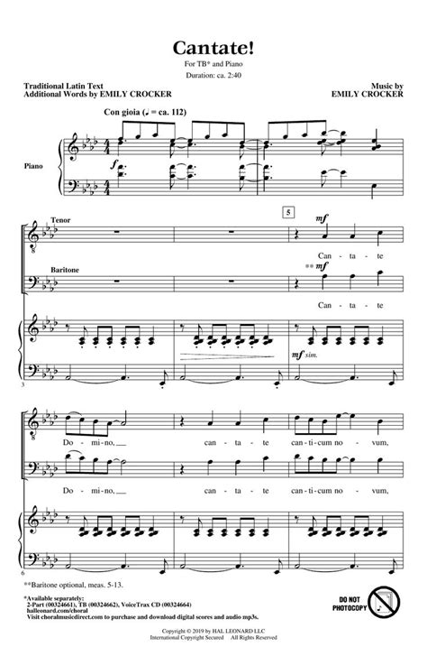 Emily Crocker Cantate Sheet Music Notes Chords
