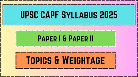 Upsc Capf Syllabus 2025 Paper I And Paper Ii Topics And Weightage Jk Ssc