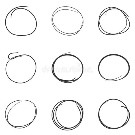 Hand Drawn Circle Sketch Set Doodle Pencil Line Vector Hand Drawn Circle Line Sketch Set