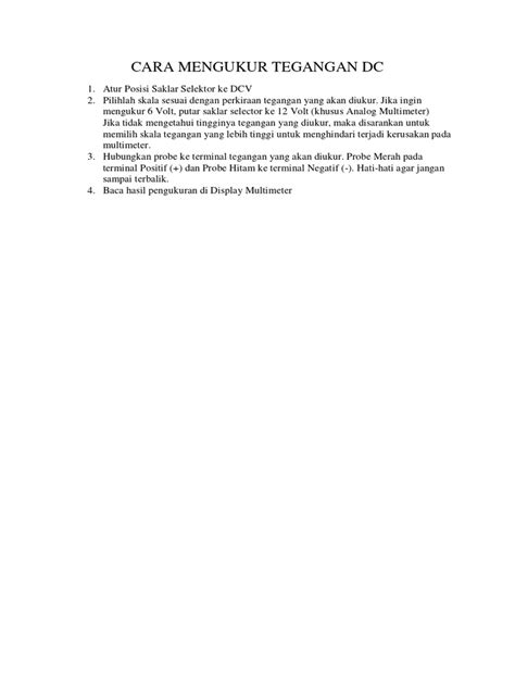 Tugas Cara Mengukur Tegangan Dc Pdf
