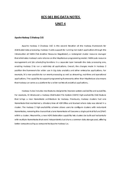 Kcs 061 Big Data Notes Unit 4 Kcs 061 Big Data Notes Unit 4 Apache