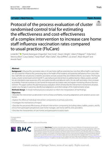 Pdf Protocol Of The Process Evaluation Of Cluster Randomised Control