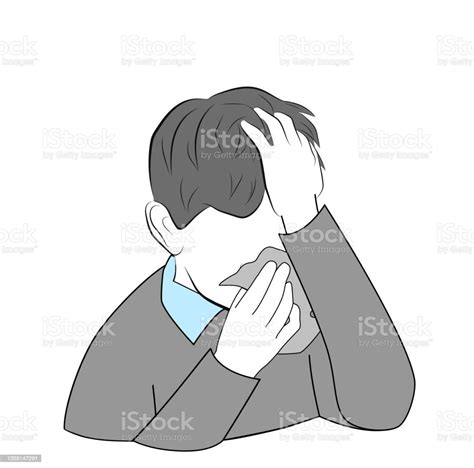 남자는 감기에 걸렸습니다 아이콘 남자가 재채기 남자는 스카프로 얼굴을 가린다 벡터 일러스트레이션을 참조하십시오 감기와 독감에 대한 스톡 벡터 아트 및 기타 이미지 Istock