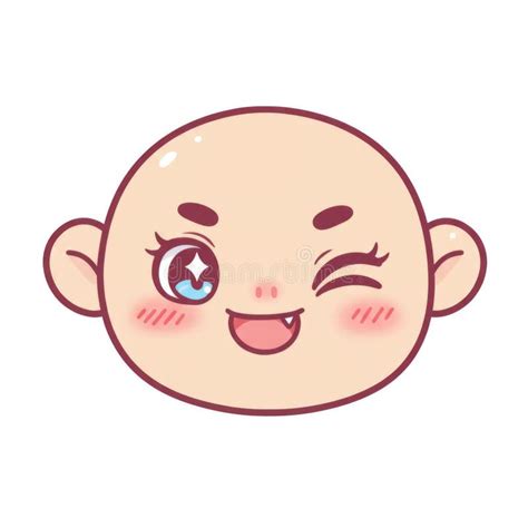 Cute Cartoon Face With Winking Expression Stock Illustration Illustration Of Minimalist Cute