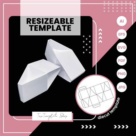 Upside Down Triangle Box Template T Box Template Candy Box Template Resizeable Template