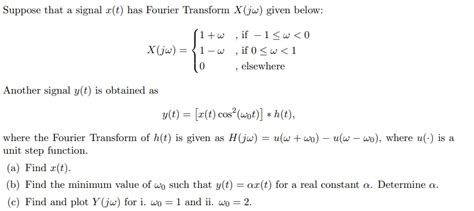 Solved Suppose That A Signal Xt ﻿has Fourier Transform
