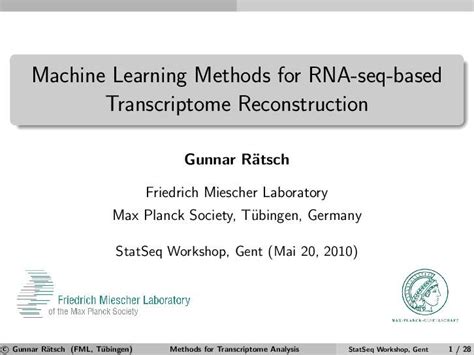 Pdf Machine Learning Methods For Rna Seq Based Transcriptome