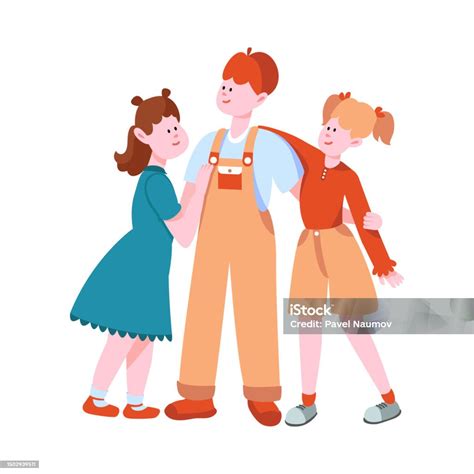 행복한 형제와 자매가 함께 놀고 있다 벡터 일러스트레이션 자매에 대한 스톡 벡터 아트 및 기타 이미지 자매 형제 귀여운